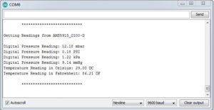 Differential Pressure Sensor Arduino AMS 5915-0100-D