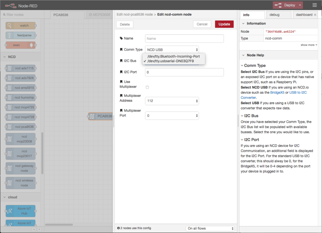 PCA9536 using NCD and Node-Red - IoT for the Masses