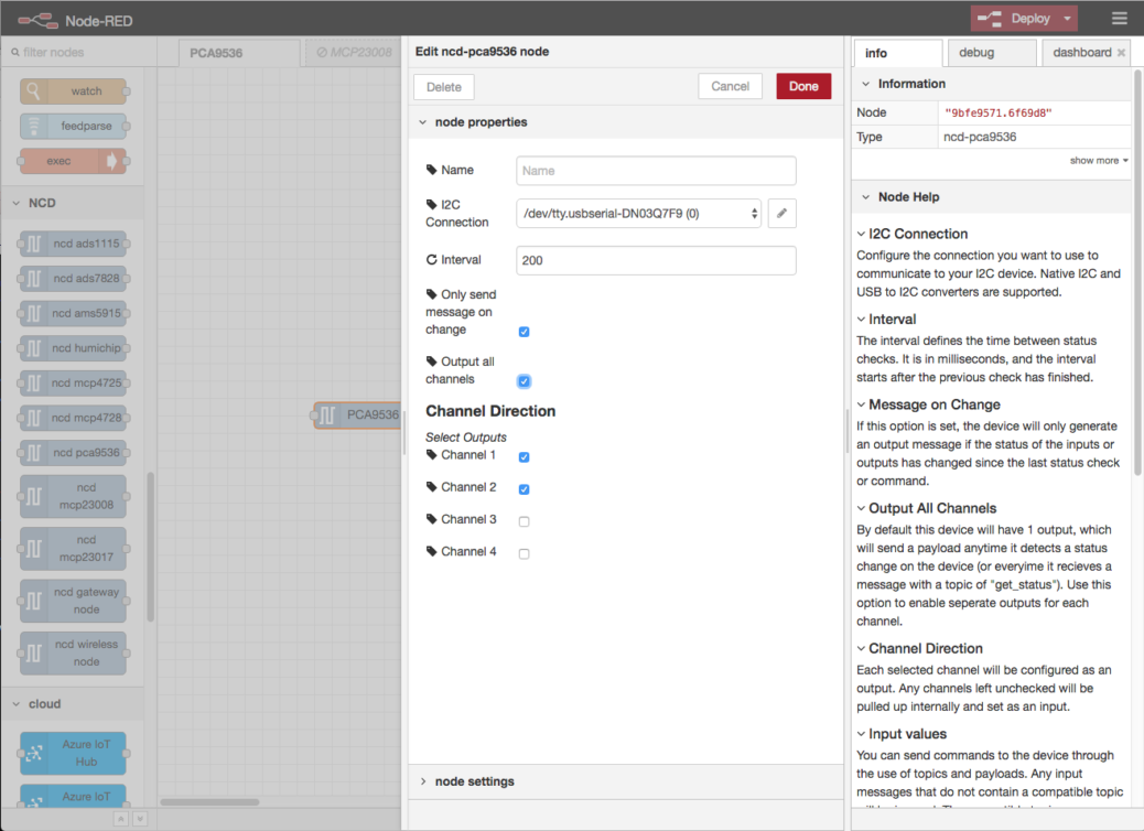 PCA9536 using NCD and Node-Red - IoT for the Masses