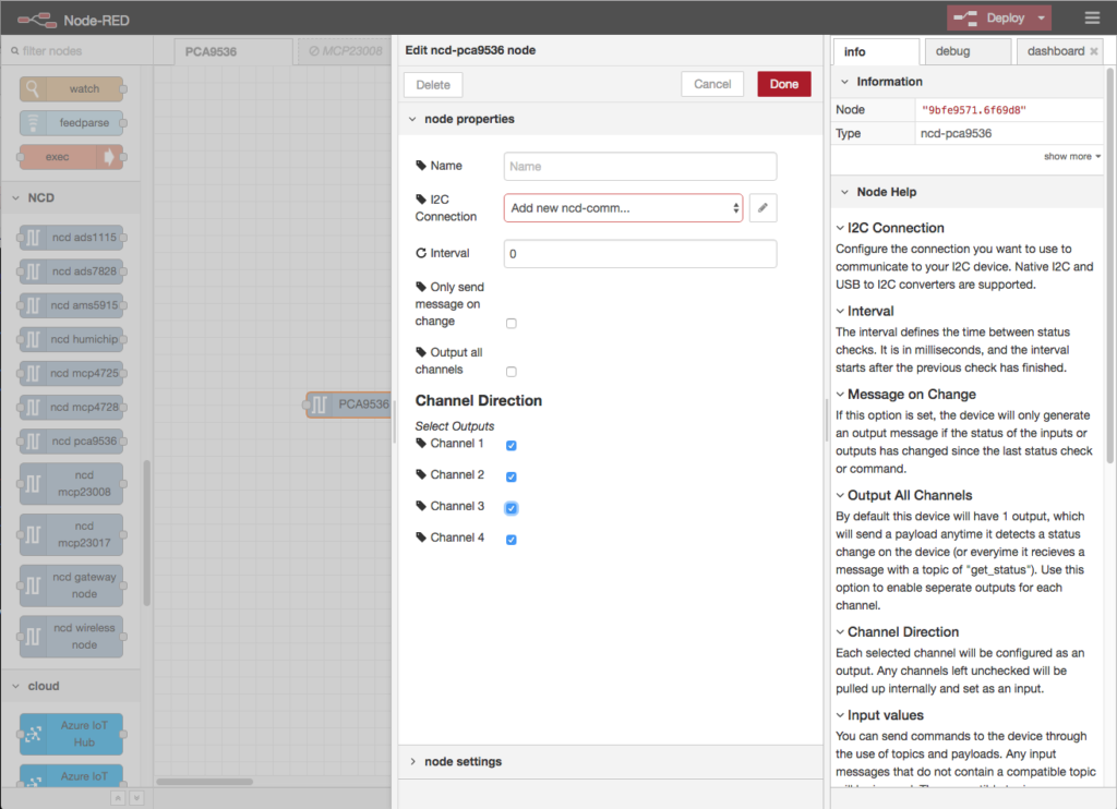 PCA9536 using NCD and Node-Red - IoT for the Masses