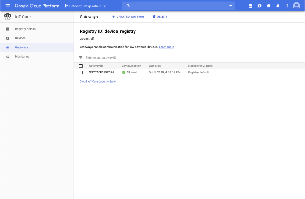 Google IoT Core Gateway Setup - NCD.io