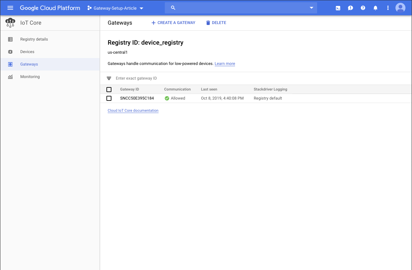 Google IoT Core Gateway Setup - NCD.io