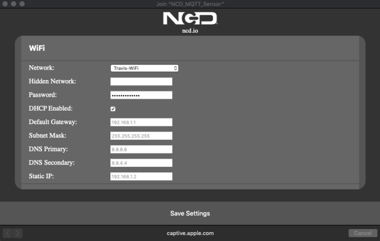 WiFi Sensor User Guide for use with MQTT - NCD.io