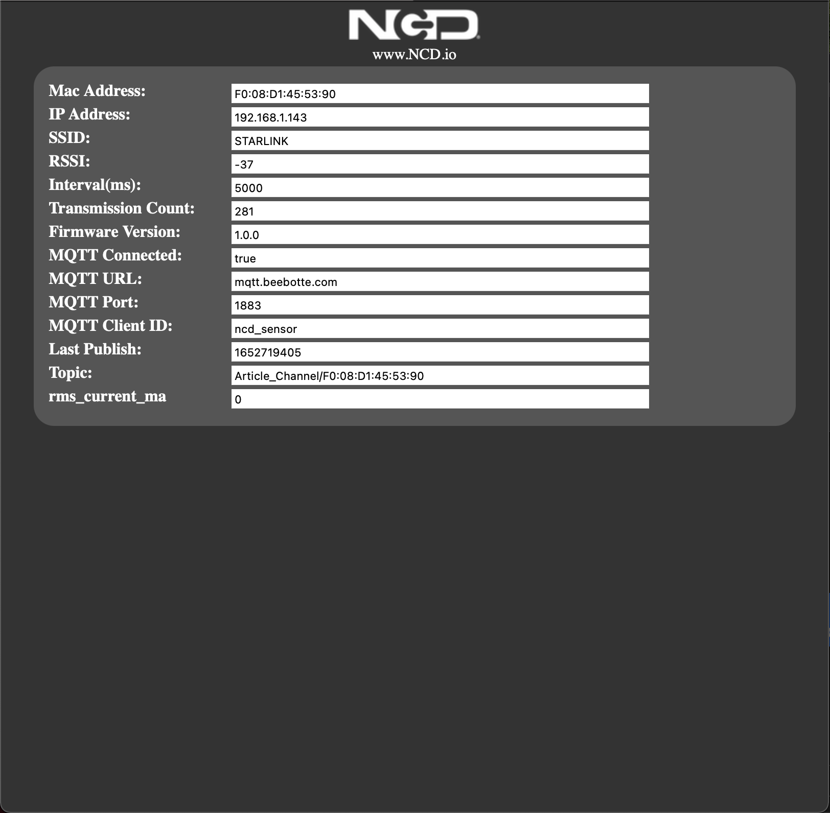 WiFi MQTT Current Monitor Sensor User Guide - NCD.io