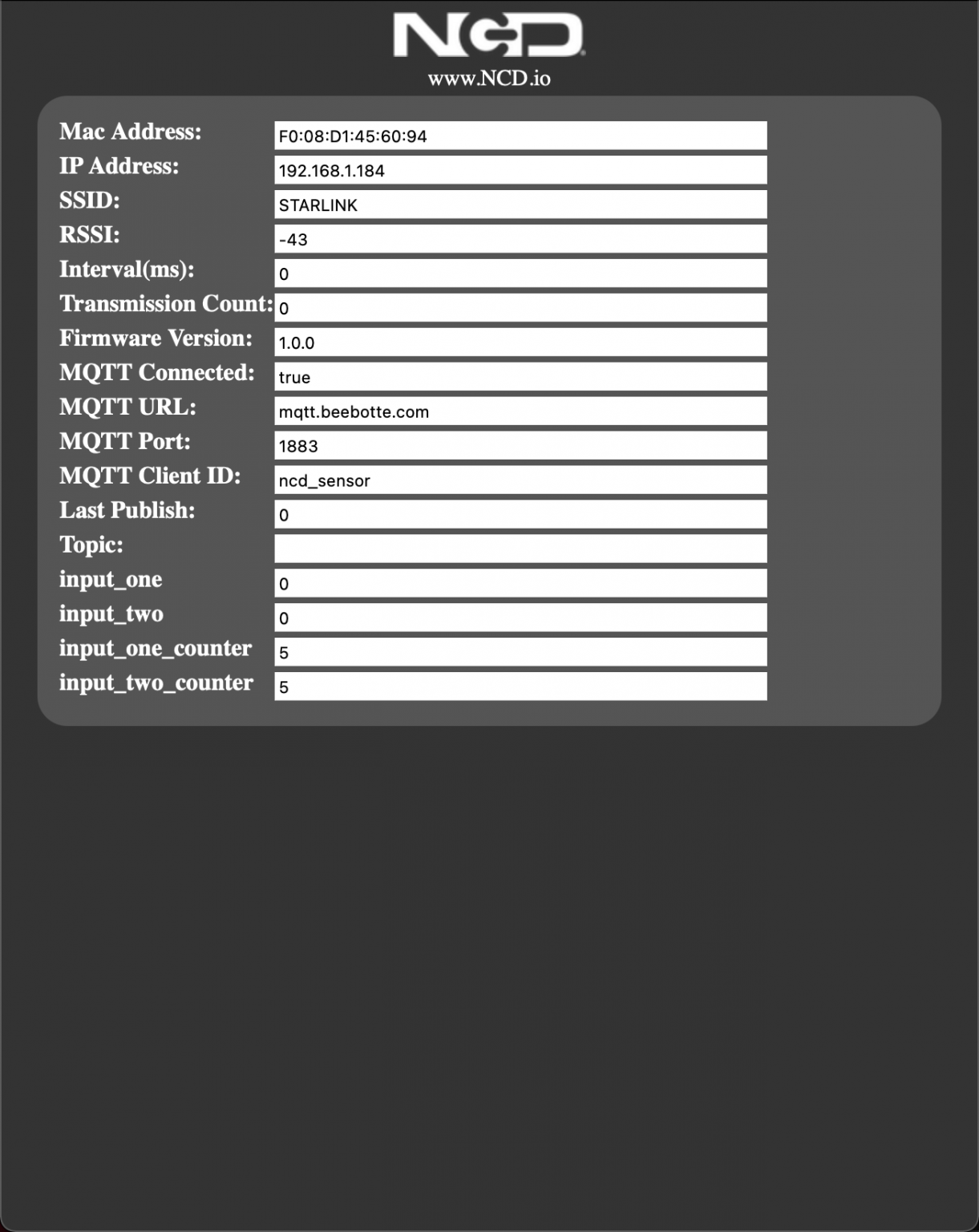 WiFi MQTT Push Notification Sensor User Guide - NCD.io
