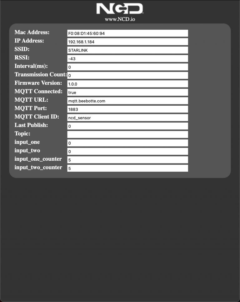 WiFi MQTT Push Notification Sensor User Guide - NCD.io
