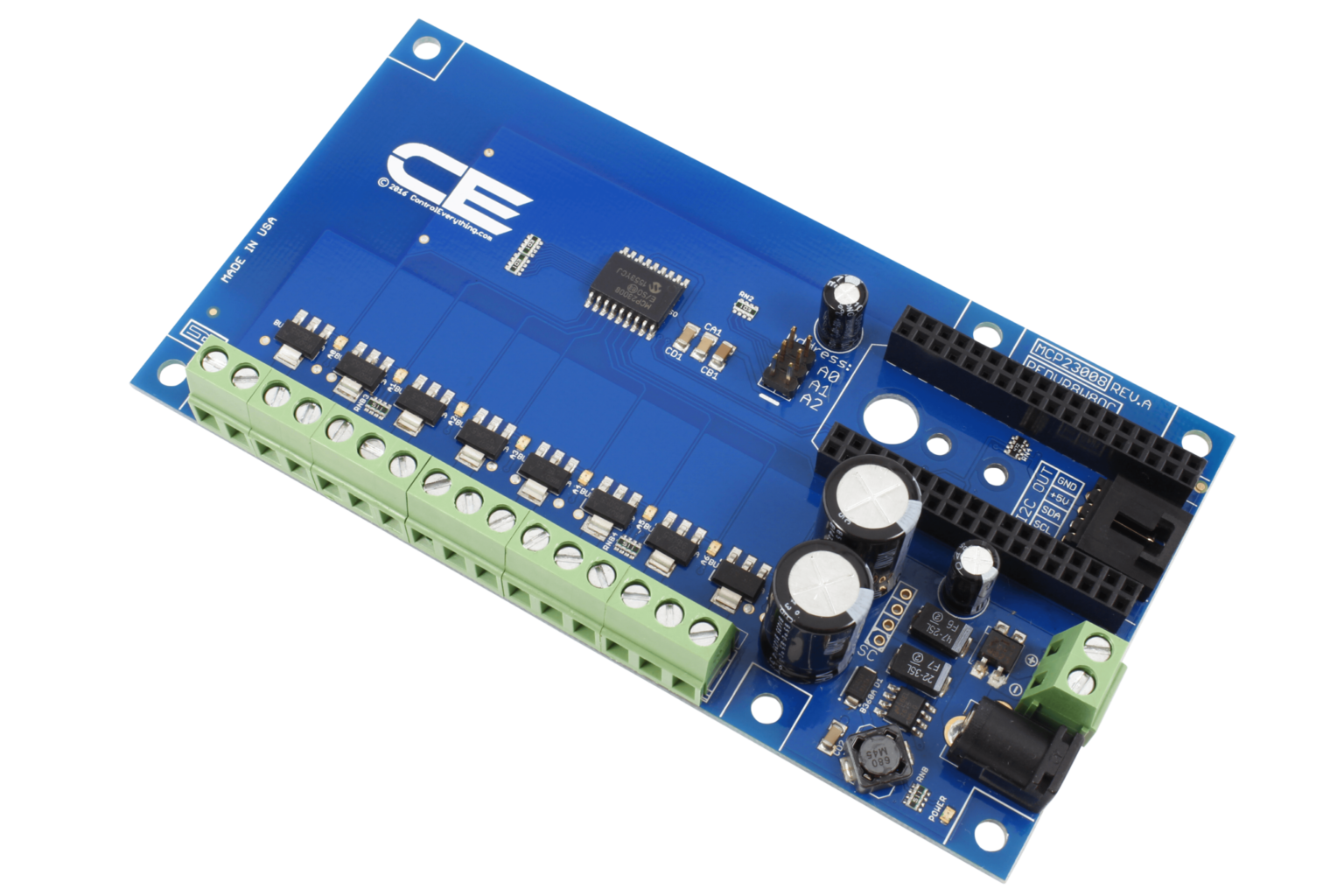 MCP23008 8-Channel 8W Open Collector FET Driver I2C Shield with IoT Interface - NCD Store