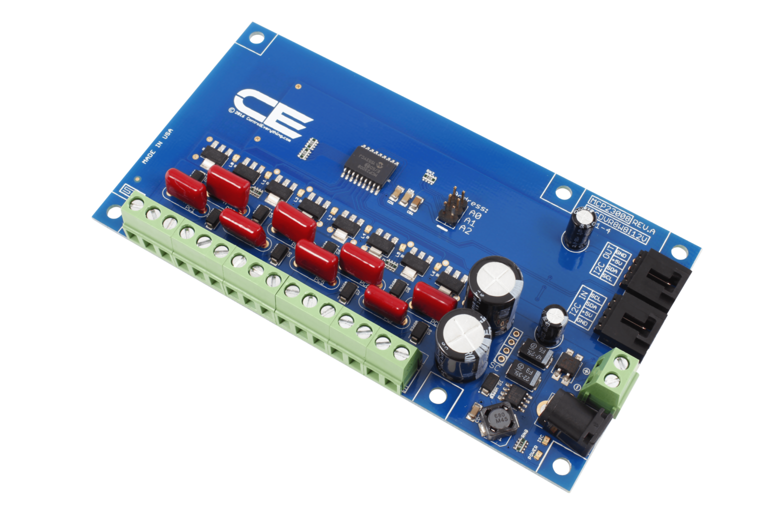 MCP23008 8-Channel 8W 12V FET Solenoid Driver Valve Controller with I2C Interface - NCD Store