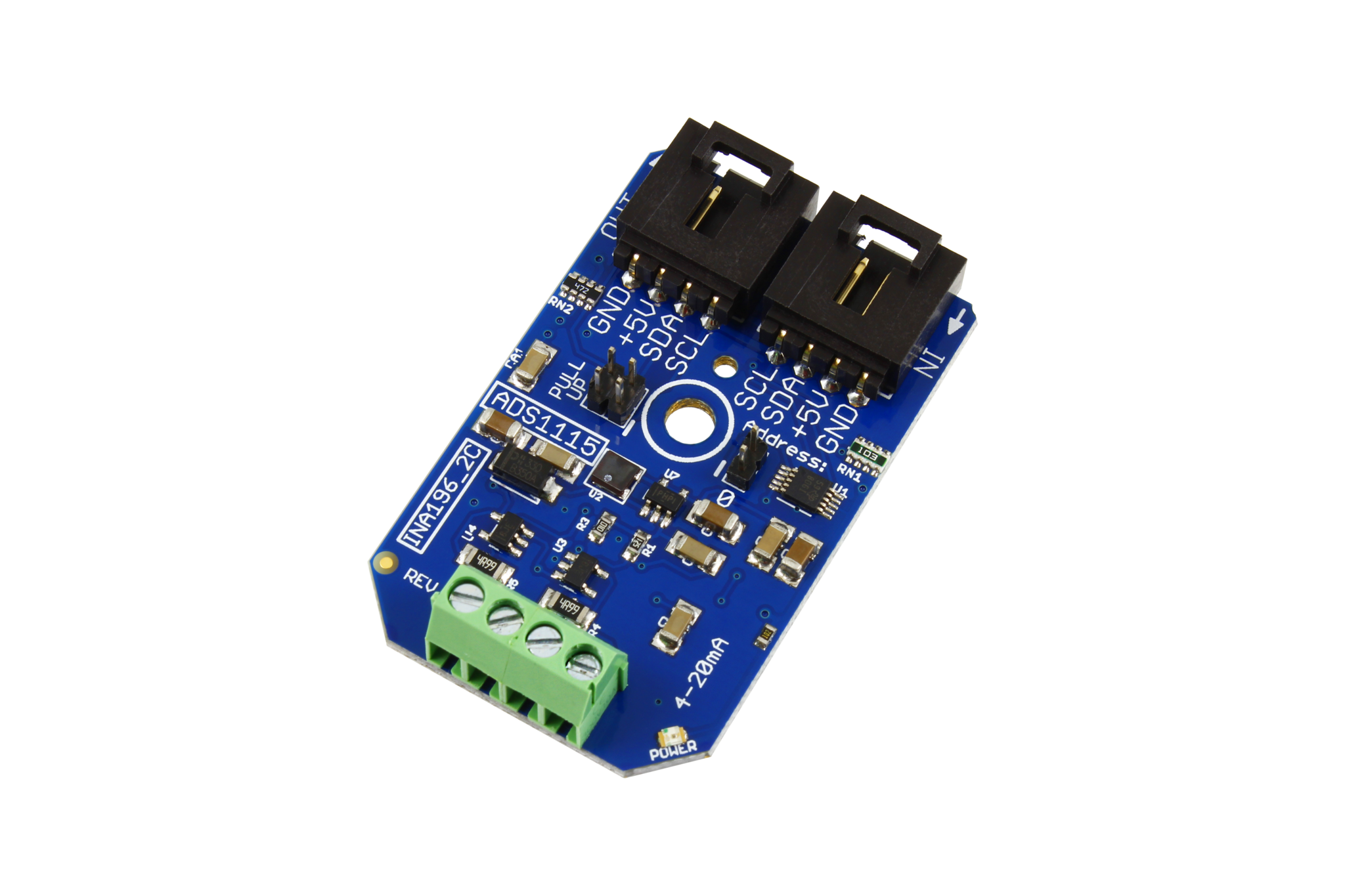 2-Channel 4-20 mA Current Loop Receiver 16-Bit ADS1115 I2C Mini Module ...