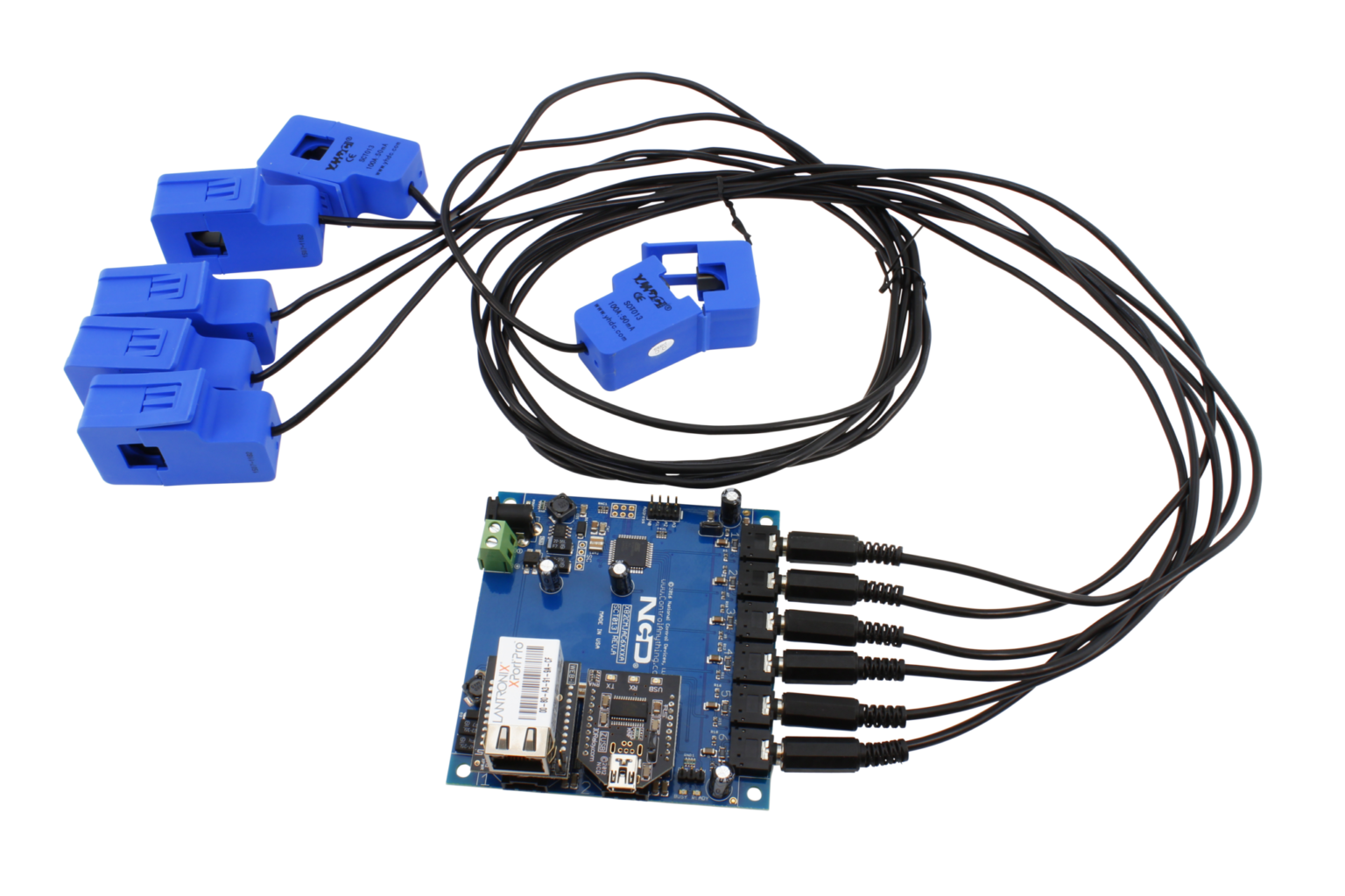 Industrial Current Sensor 6-Channel 10-100 Max Amps Pluggable Split ...