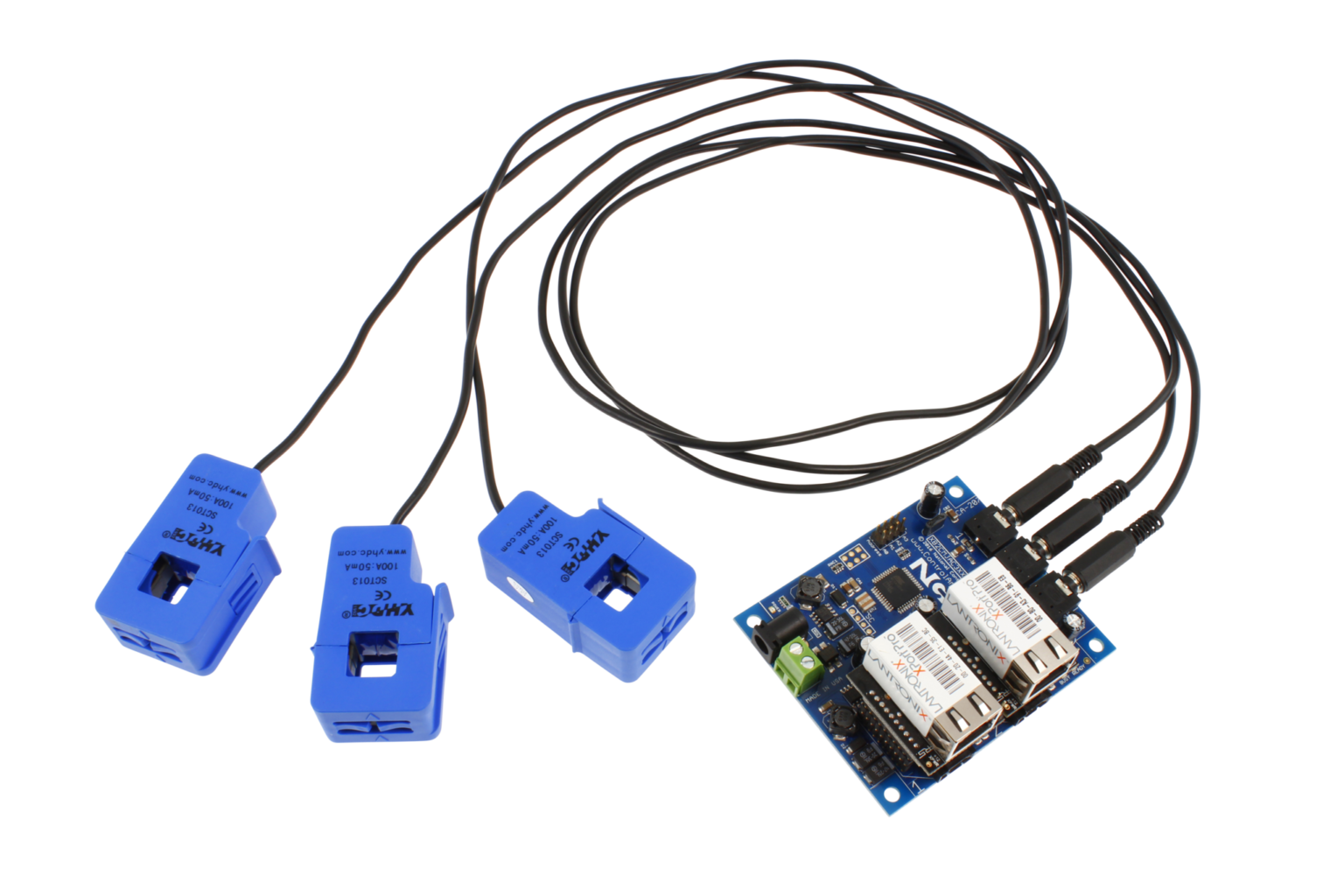 Industrial Current Monitor 3-Channel 10-100 Max Amps Pluggable Split ...