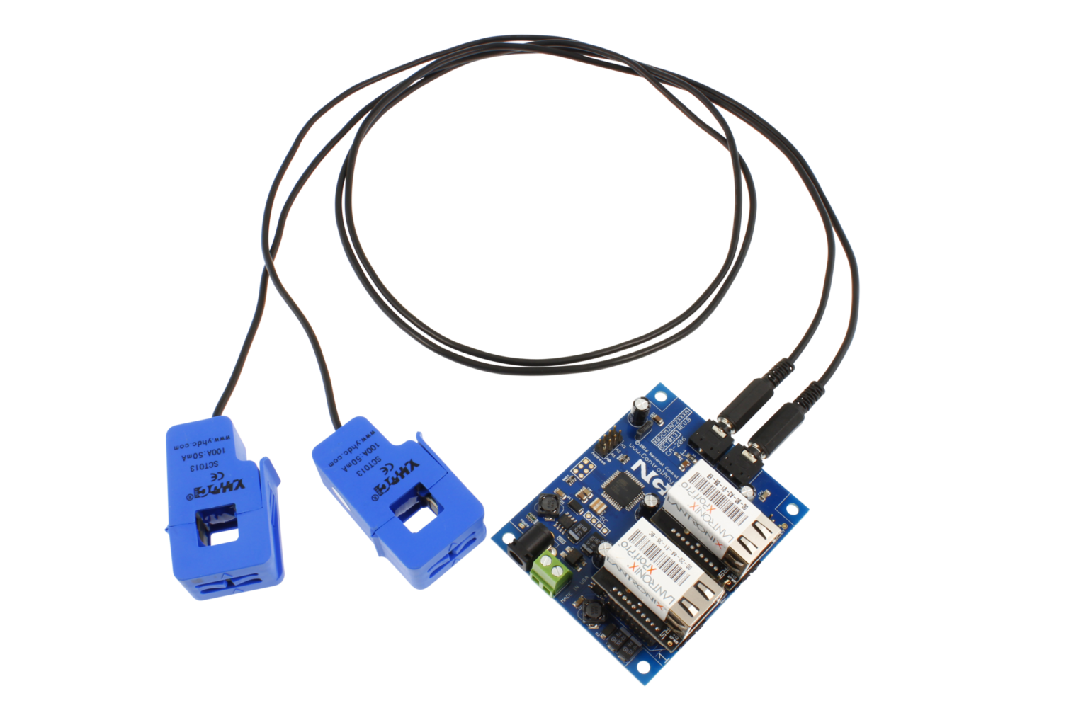 Industrial Current Sensor 2-Channel 10-100 Max Amps Pluggable Split ...