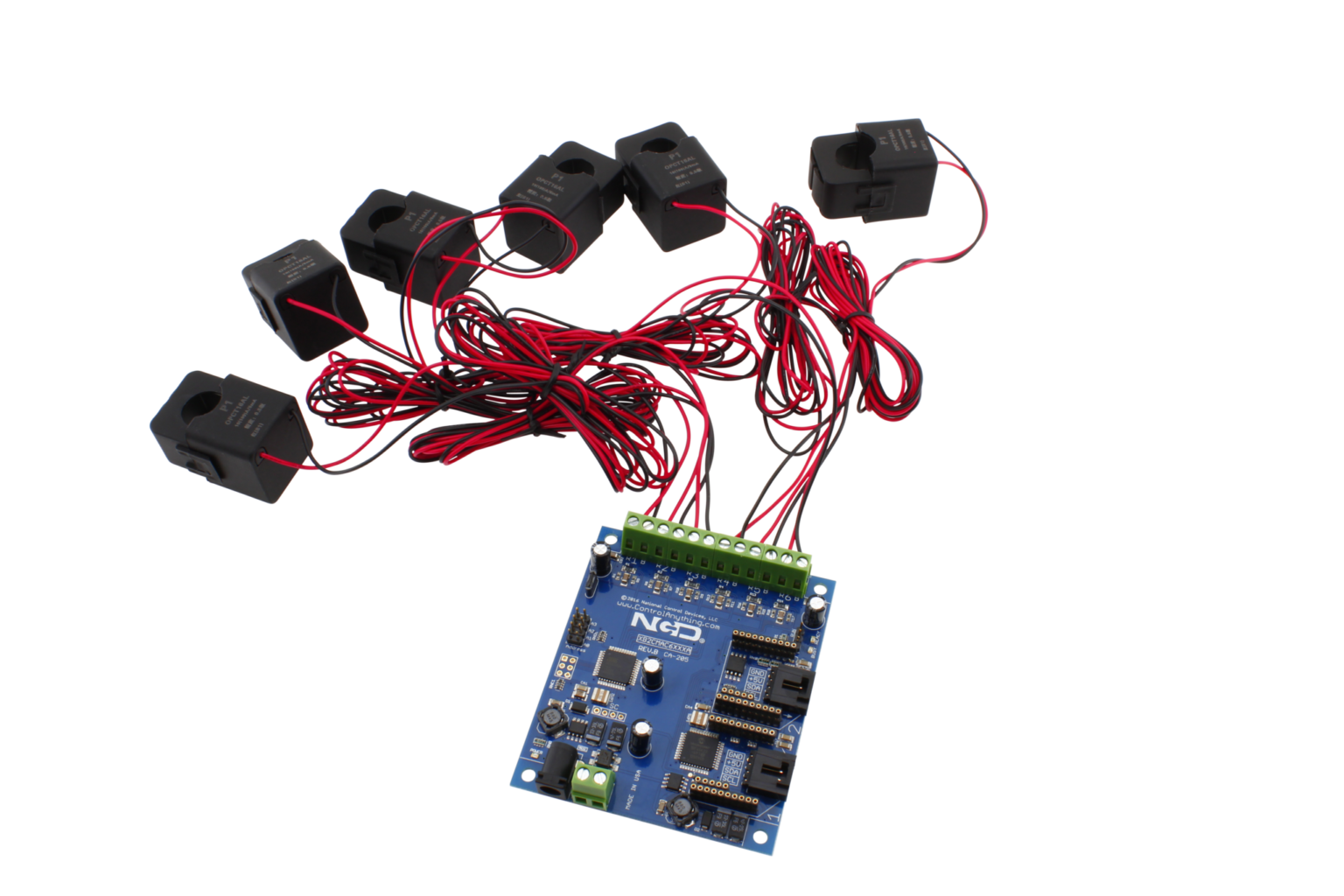 Industrial Current Monitor 6-Channel 10-100 Max Amps Wired Split Core ...