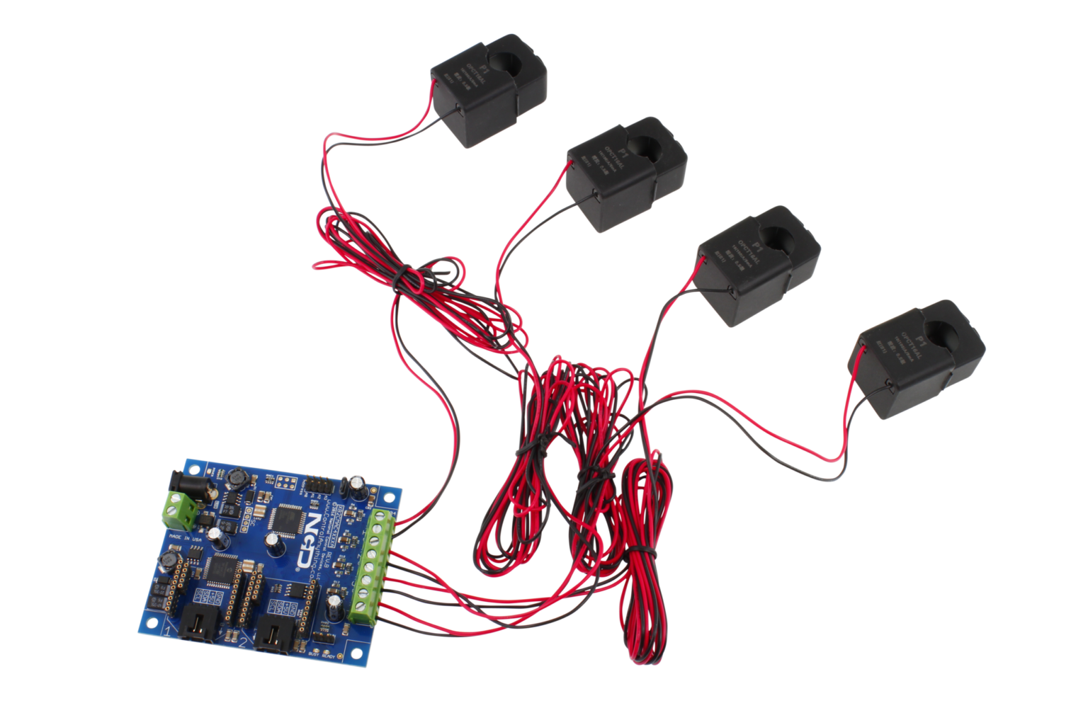 Industrial Current Monitor 4-Channel 10-100 Max Amps Wired Split Core ...