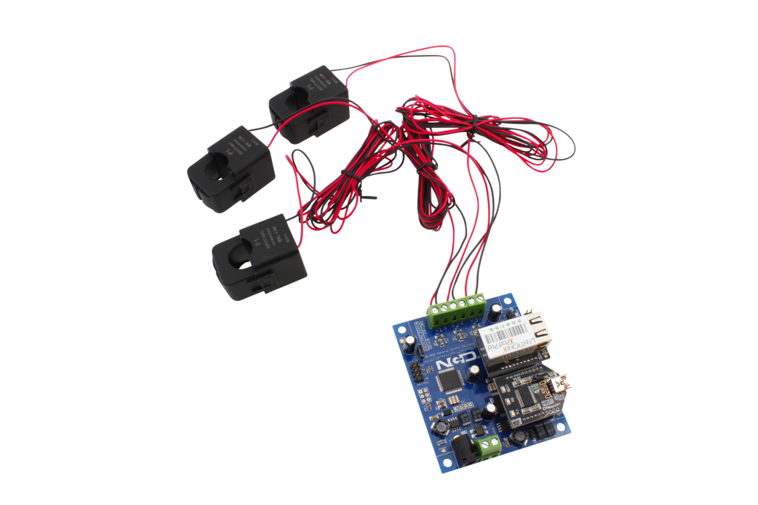Industrial Current Monitor 3-Channel 10-100 Max Amps Wired Split Core ...