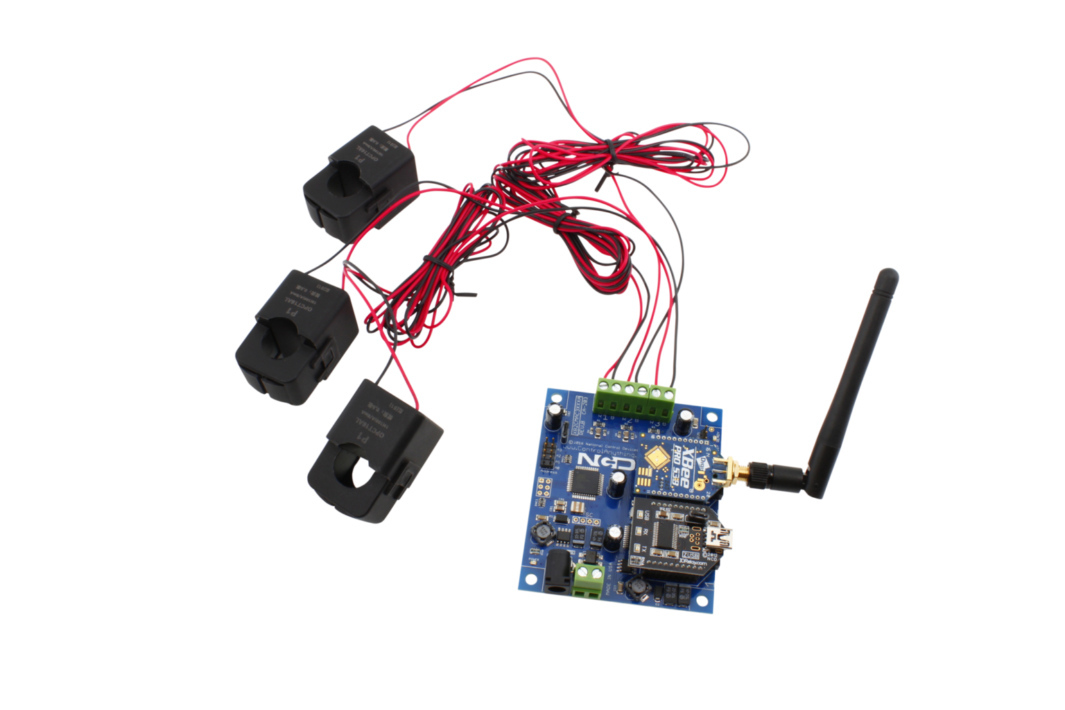 Industrial Current Monitor 3-Channel 10-100 Max Amps Wired Split Core ...