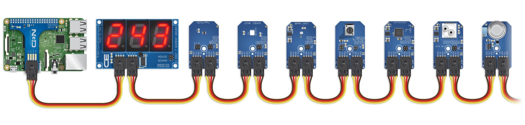 I2C Shield for Raspberry Pi 4, Pi 3, & Pi 2 with Outward Facing I2C ...
