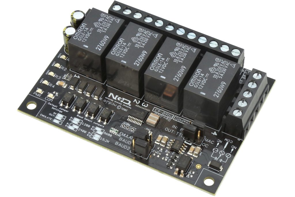 RS-232 4-Channel Relay Controller Board with General Purpose SPDT Relays - NCD Store